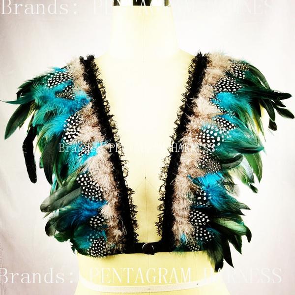 Buy Tops Feather Epaulet Angel Wing Feather Bondage Clothes Harness ...