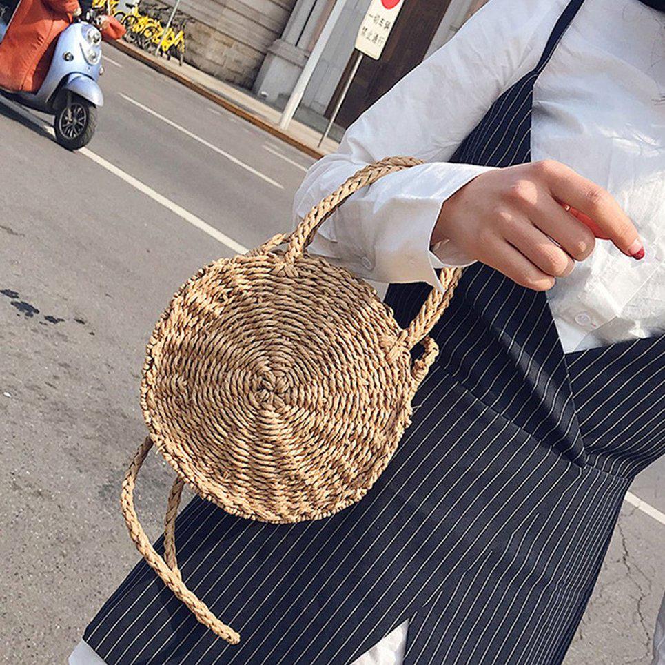 Buy Women Straw Braided Weave Totes Bag Summer Casual Beach Handbags ...