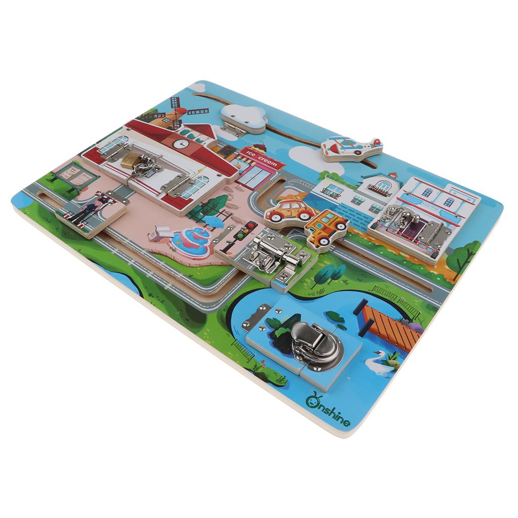 Buy Kids Open Locks Latch Board Puzzle Wooden Educational Toy Urban ...