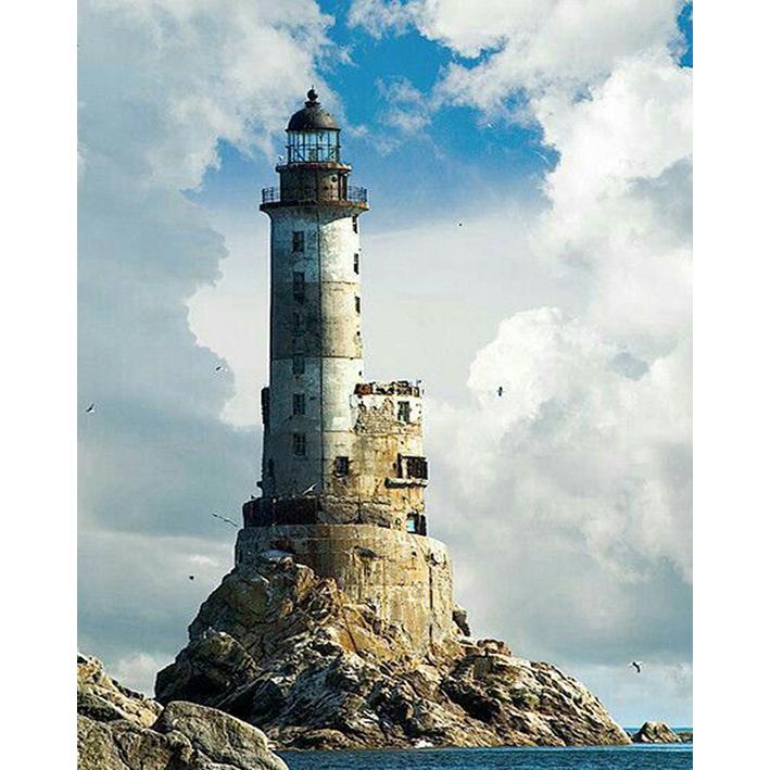 5D DIY Lighthouse Full Round Dill Diamond Dots Cross Stitch Crafts ...