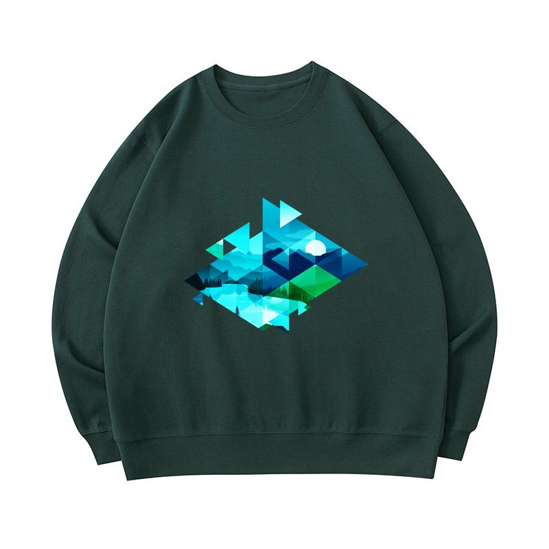 Buy Men's 300 GSM 100% Cotton Sweatshirt Geometric Landscape Print ...