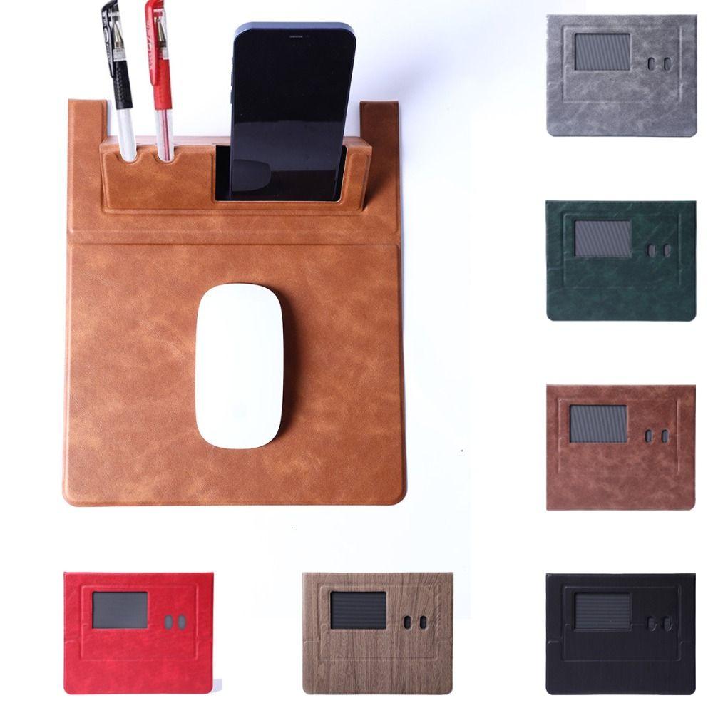 Satın alın Computer Table Non-Slip Base Mousepad PU Leather Pen Holder ...