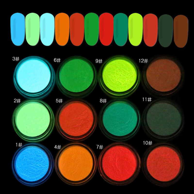 Buy 12PCS/SET Luminous Pink Nail Nail Art Fluorescent Pigment Body ...