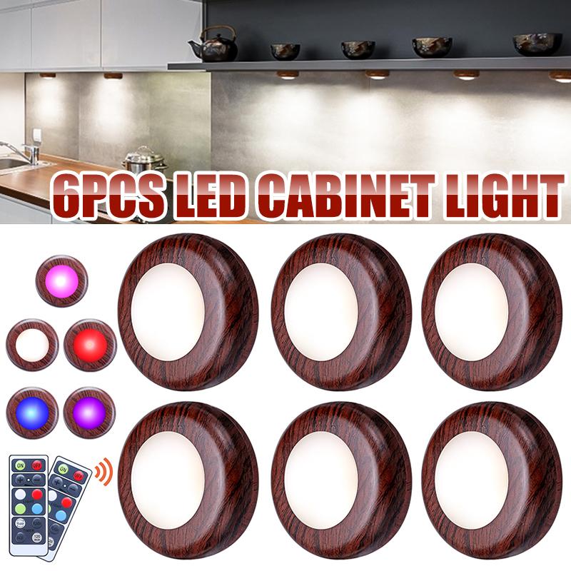 6PCS Led Cabinet Light 2 Mode Remote Control Wireless Dimmable 16 ...