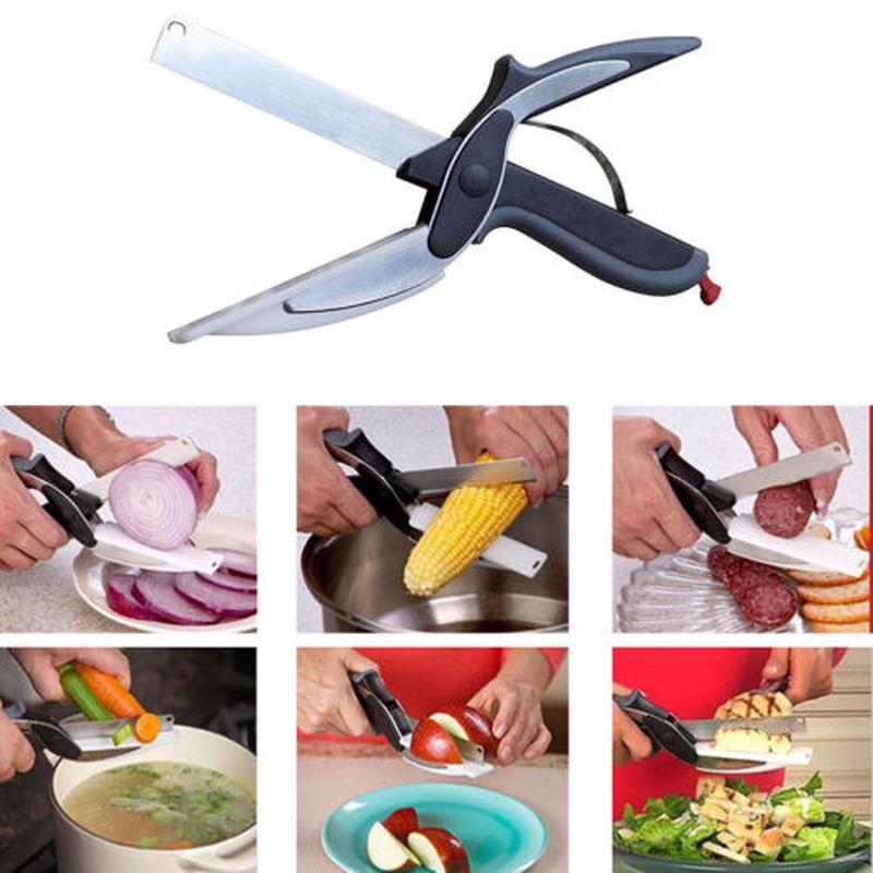 2 in 1 Kitchen Knife and Cutting Board Scissors Kitchen Food Cutter for ...