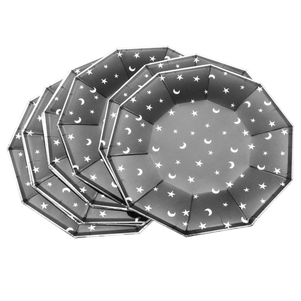 Buy 8 Pieces Star Moon Gilding Silver Disposable Paper Plates Party ...