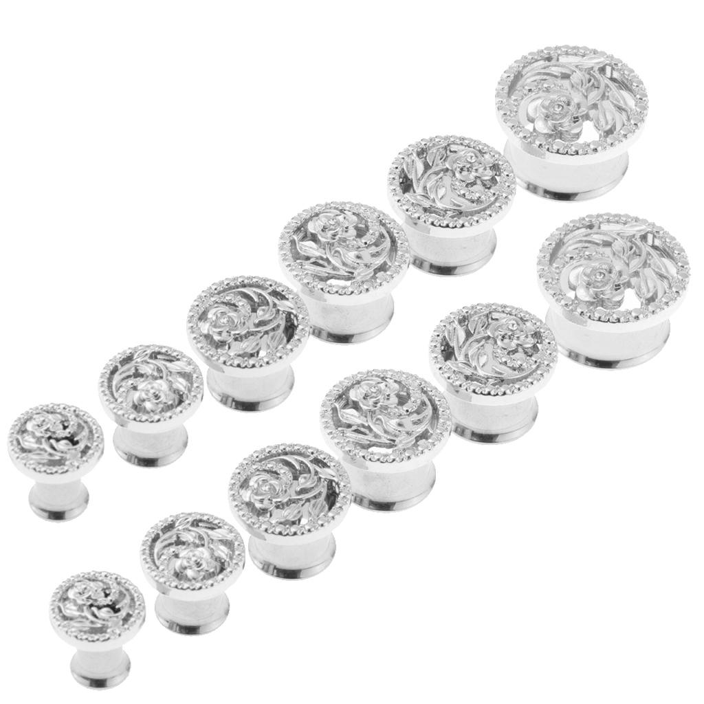 Cheap 2 Pcs Fancy Silver Flower Ear Plug Tunnel Stainless Steel Jewelry ...