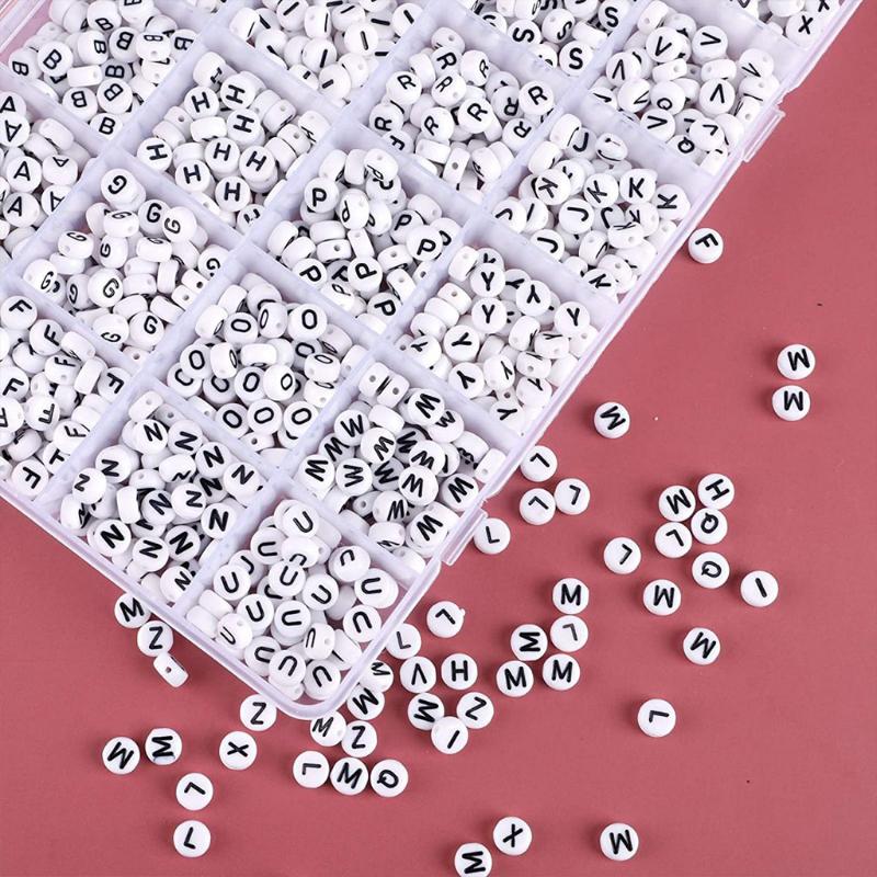 Buy Soft Ceramic Letter Beads Clay Beads Multi Colors Flat Round ...