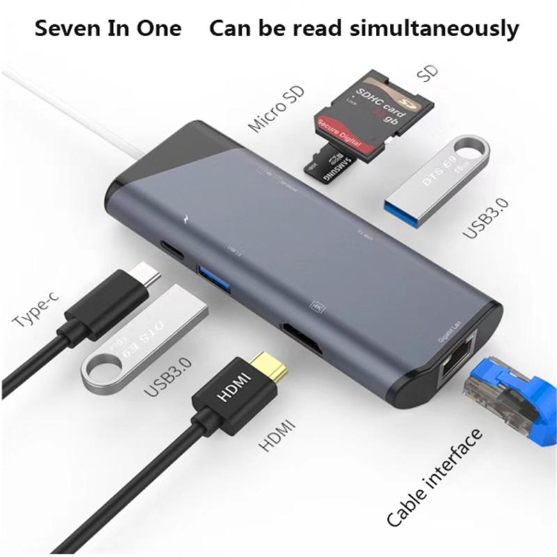 Buy Type-c Turn Hdmi Rj45 Sd7 One Multi-function Converter Notebook Usb ...