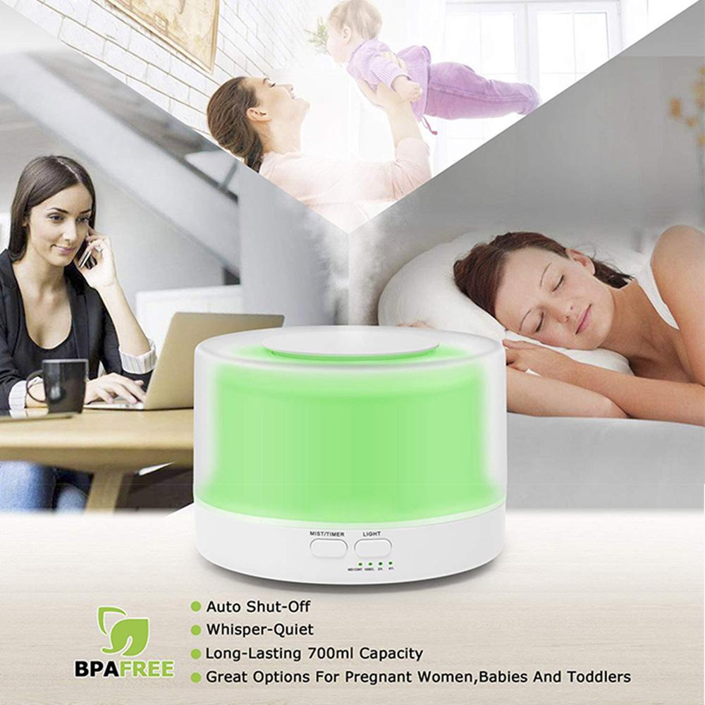 500ml Ultrasonic Air Humidifier Essential Oil Diffuser Colorful Lamp With Remote Control Timing ...