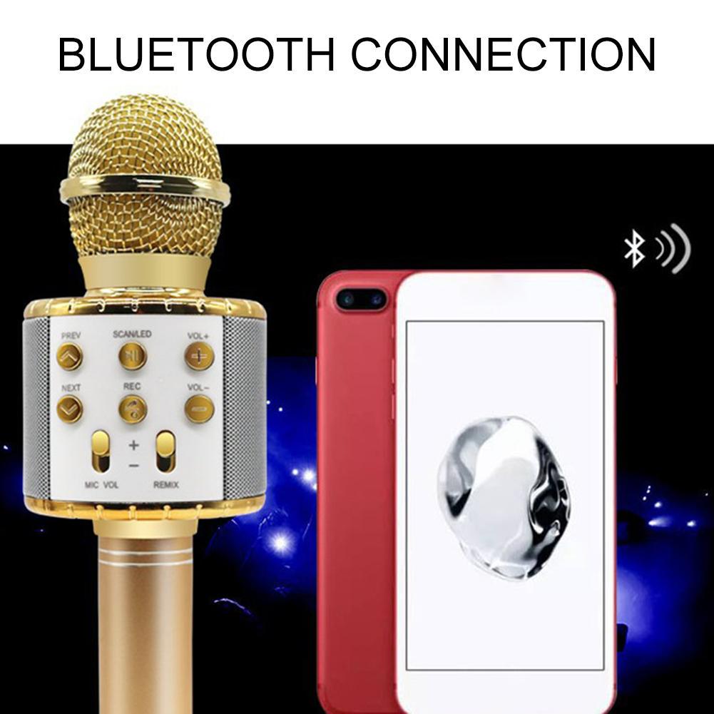 Buy WS 858L Karaoke Bluetooth Microphone Support Recording Song Portable Wireless with Flashing ...