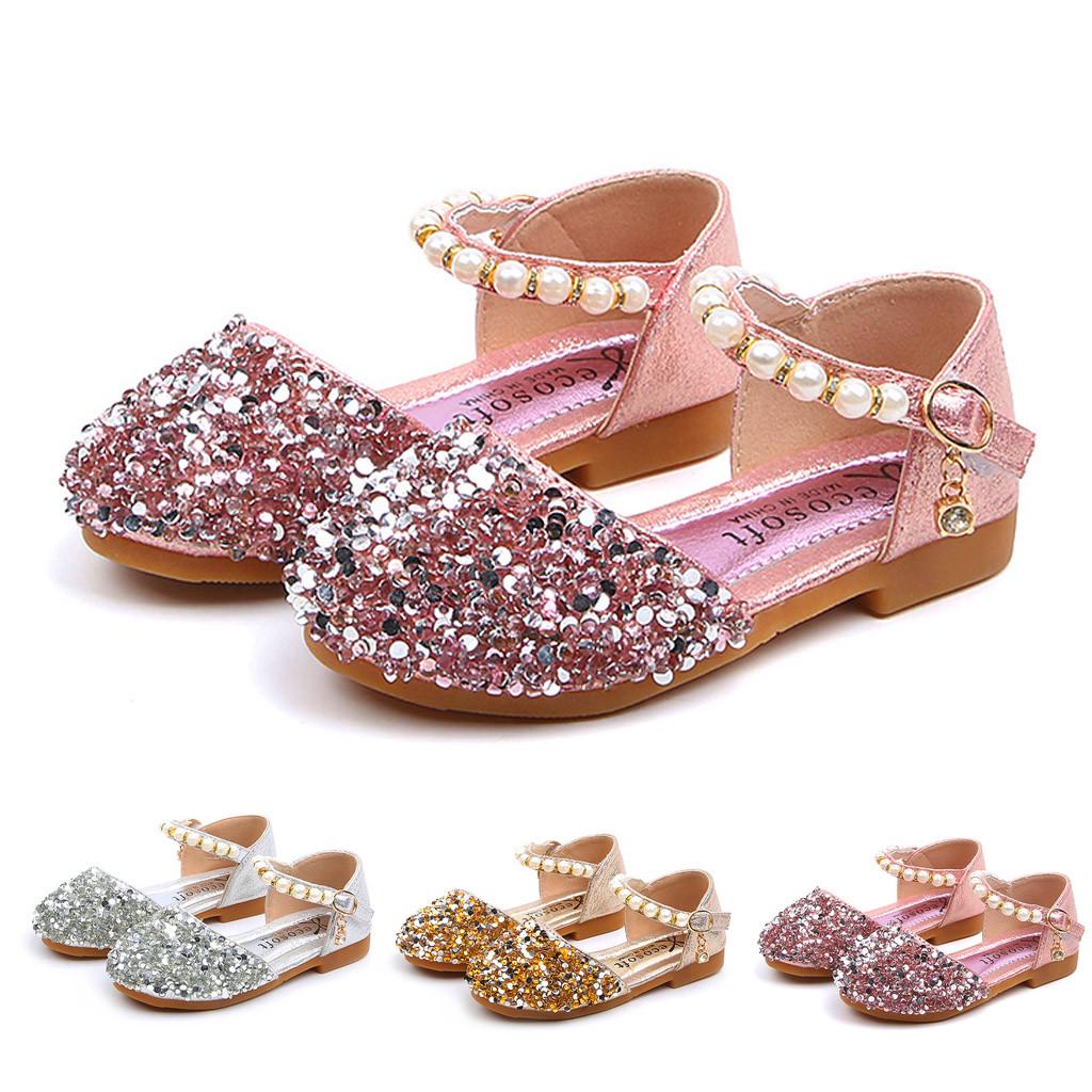 Buy Fashion Toddler Infant Kids Baby Girls Pearl Sequins Single Shoes Princess Shoe Party Bling ...