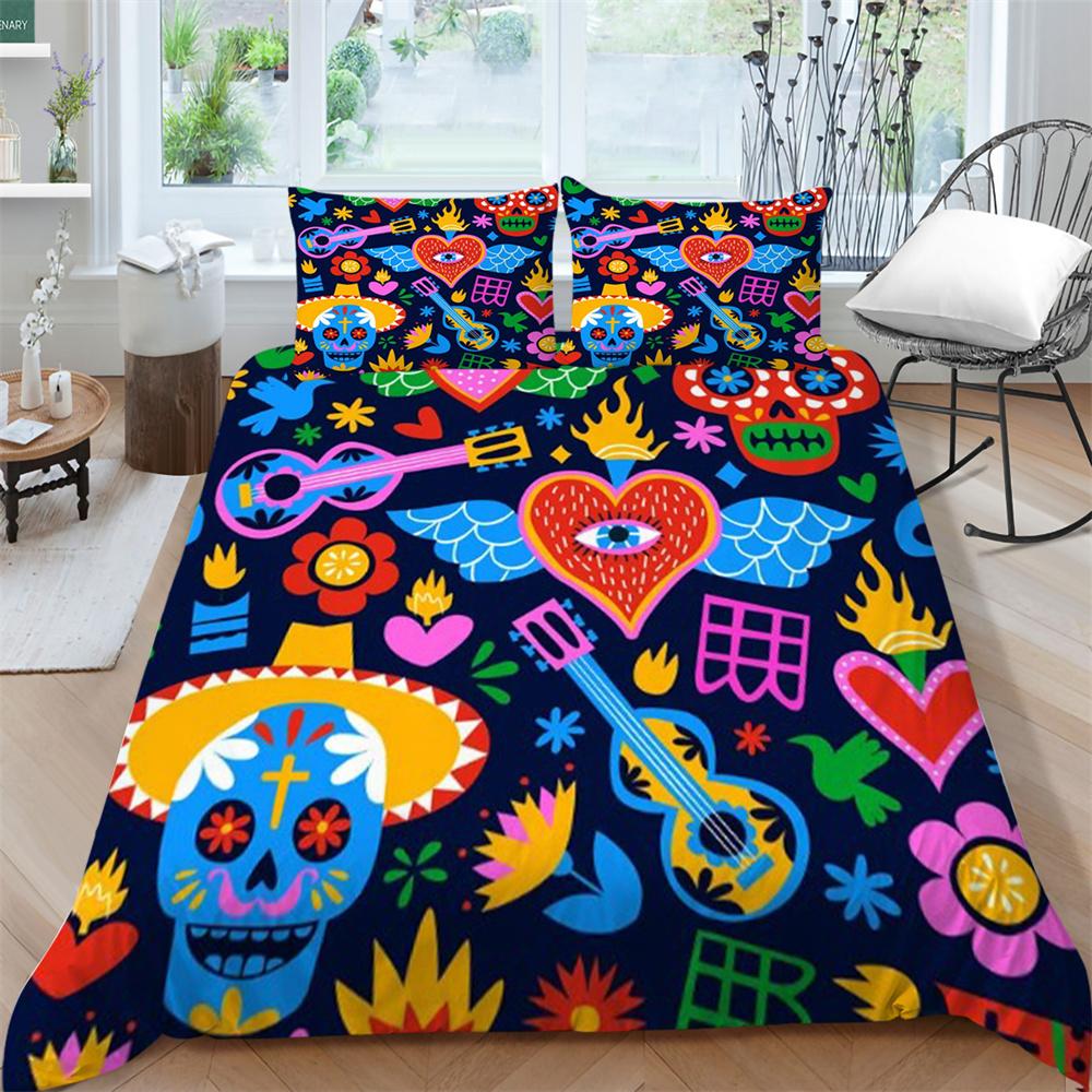Buy Skull Duvet Cover Set Cartoon PrintcQueen Size Bedding Luxury Home ...