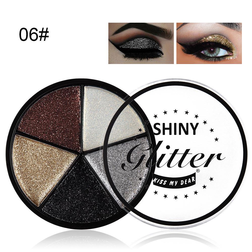 5 Color Glitter Eyeshadow Cream Makeup Palettes Waterproof Brighten Eye ...