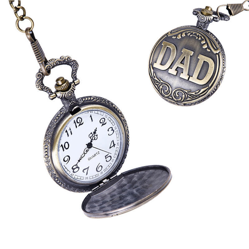 Cheap Retro Dad Letters Pocket Watch Bronze Pendant Watches with 42cm ...