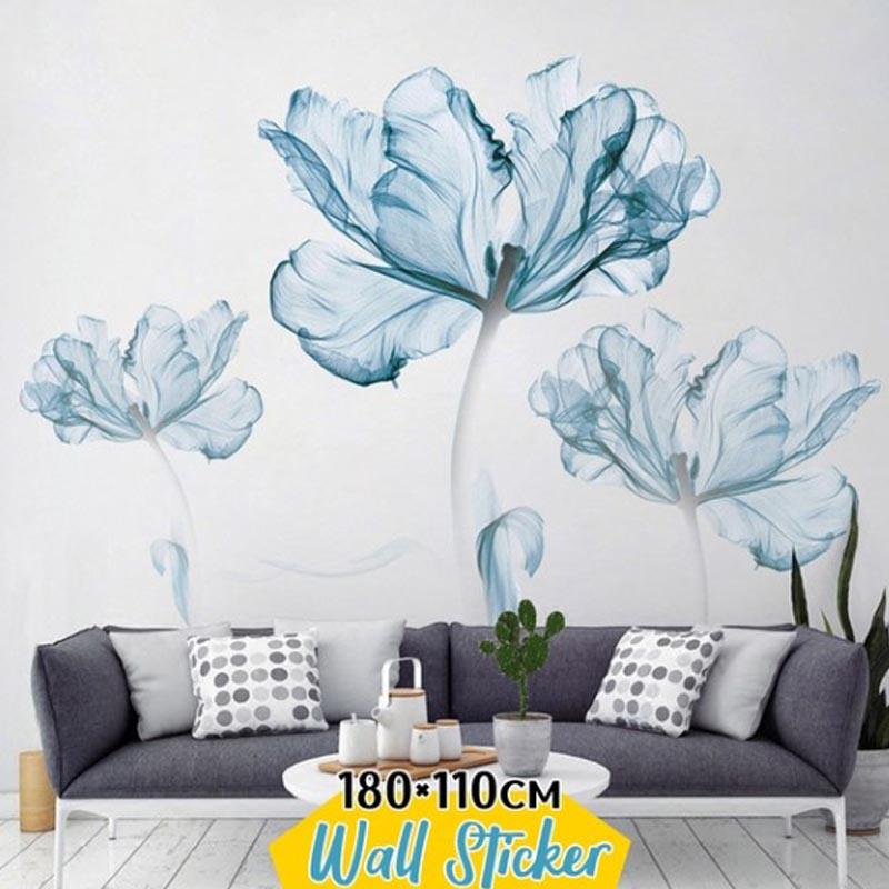 Buy Large Blue Flower Wall Stickers DIY Vinyl Decal Living Space Decor ...