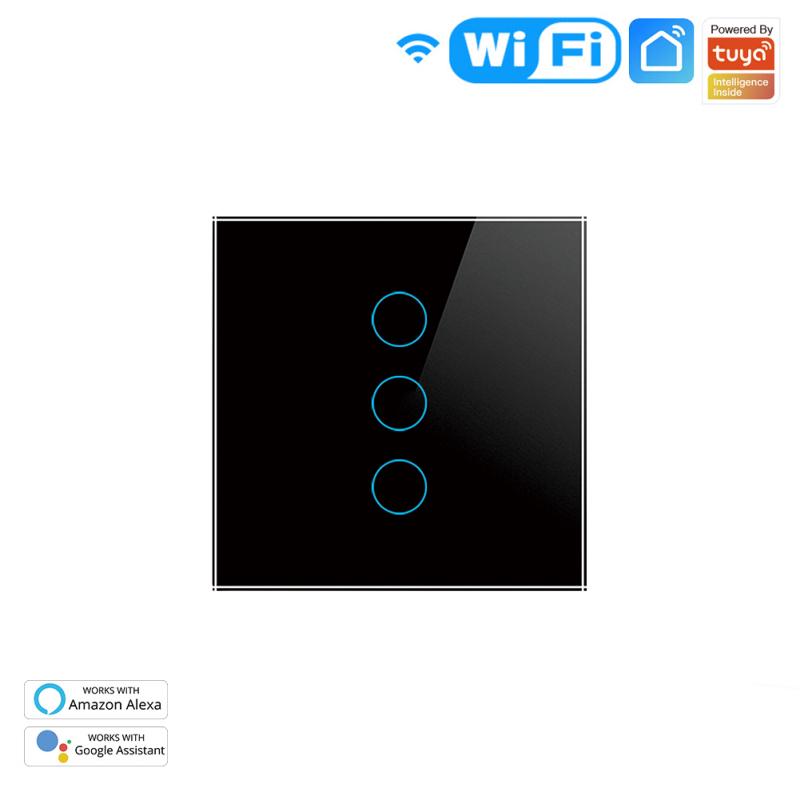 Buy 1/2/3/4 Gang Smart Light Switch WIFI Wall Touch Panel Socket Alexa ...