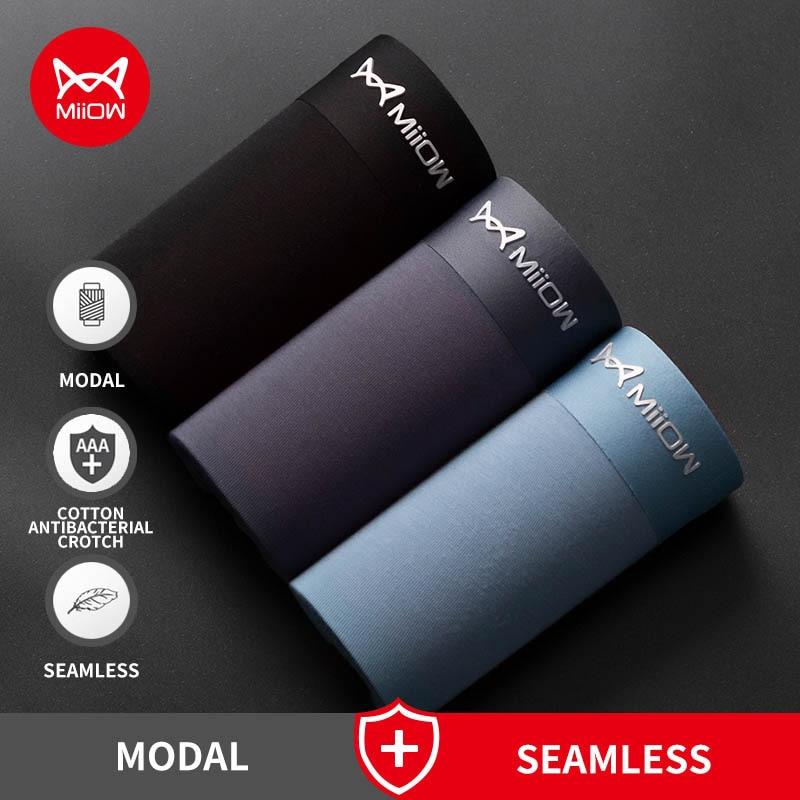 Cheap MiiOW 3Pcs Men Underwear Boxer Shorts Modal Seamless Comfort ...