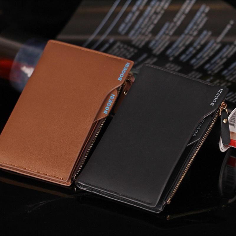 Men Zipper Wallets PU Leather Soft Money Purses Coin Bag Bogesi ...