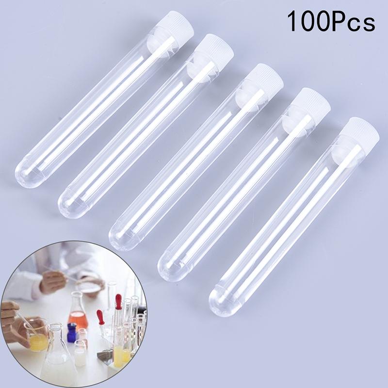 Buy 100Pcs Clear Plastic Test Tubes With White Screw Caps Sample ...