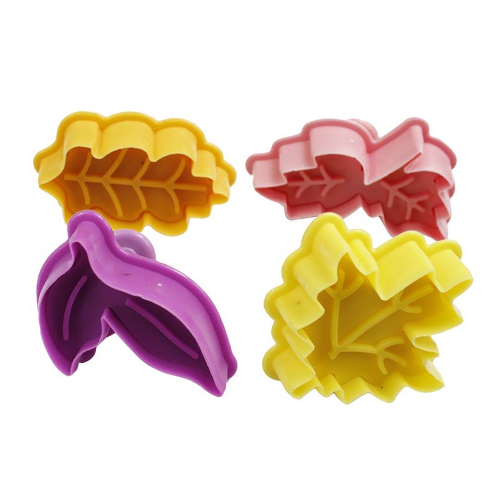 Buy 4PCS Chocolate Pie Crust Cutters Cake Tool 3D Mould Leaves Press ...