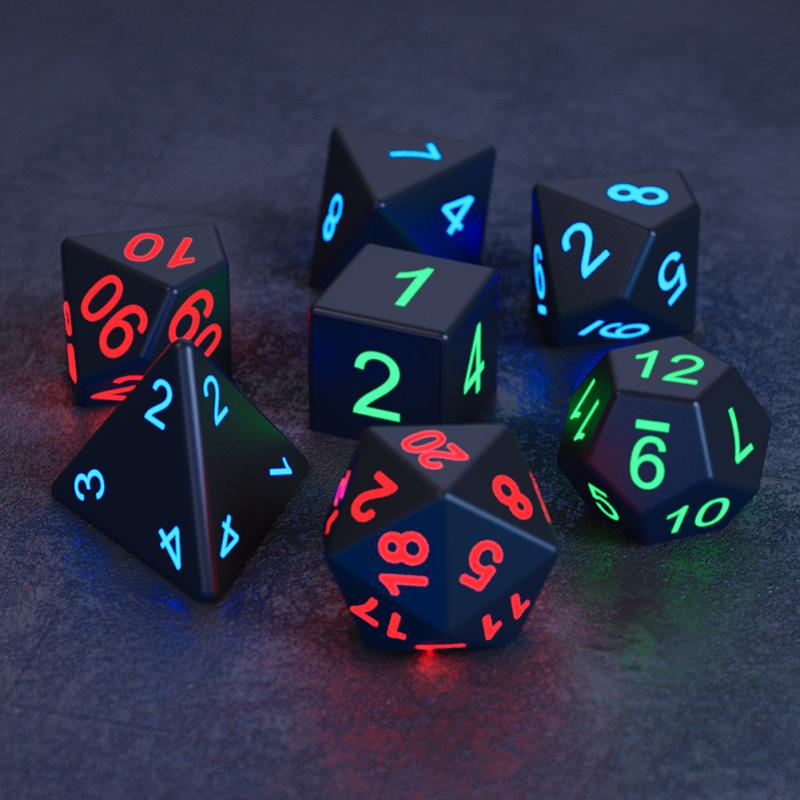 Buy 1/3/5box Luminous LED Dice 7pcs Set Colorful Multi-faceted ...