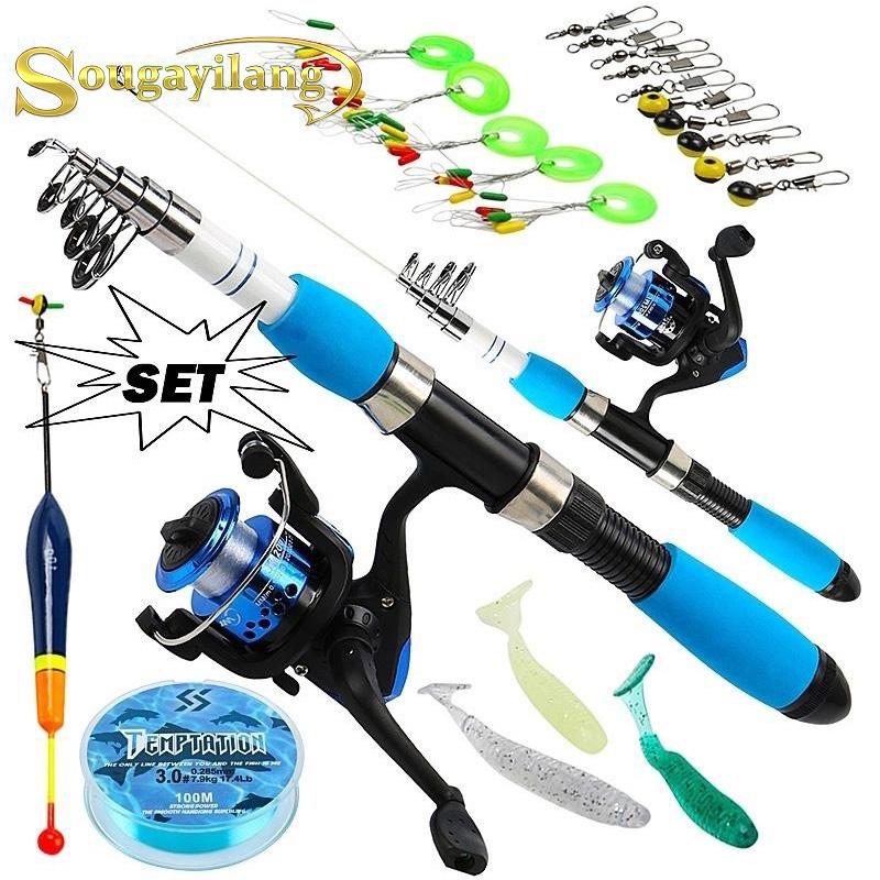 Buy Fishing Rod Full Kit Telescopic Fishing Rod and Reel Baits Hook ...