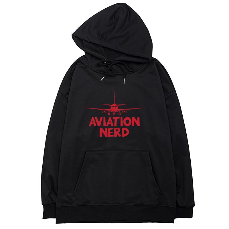 Buy Aviation Nerd Printed Black Autumn And Winter Hoodie Long-Sleeved ...