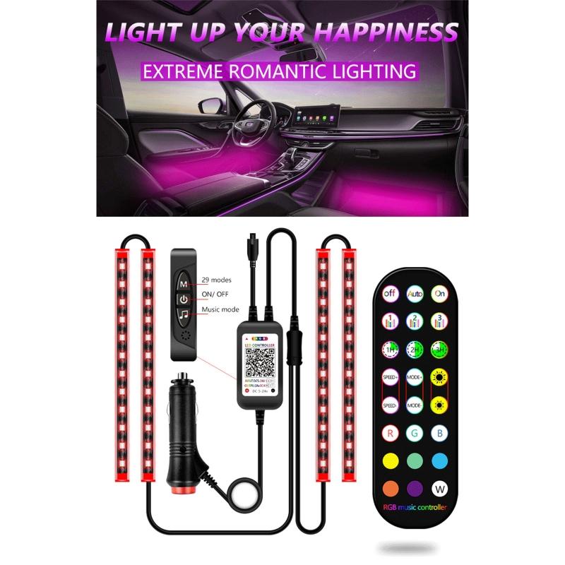 Buy Button + Remote Controller + APP Control Car Light Strip Colorful ...