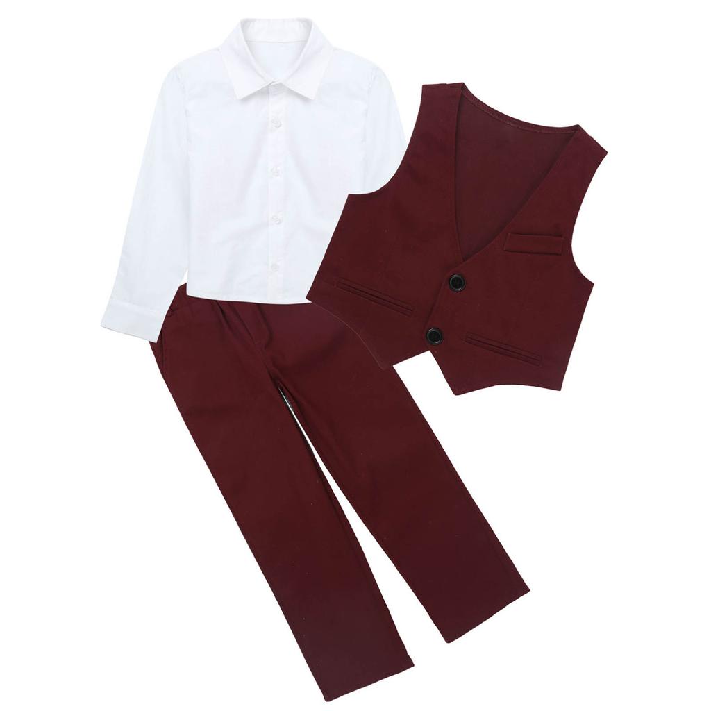 Buy Kids Boys Pageant Formal Suits Long Sleeve Shirt with Sleeveless ...