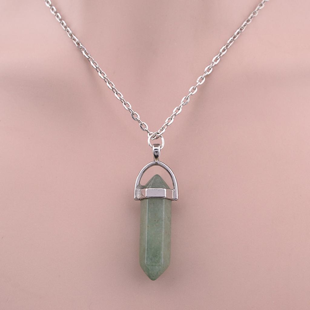 Buy Hexagonal Column Quartz Necklaces Pendant Natural Stone Bullet ...