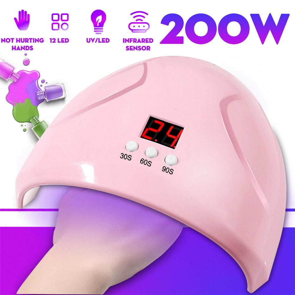 Professional 200W 12LED UV Nail Lamp Dryer Light Gel Polish Curing ...