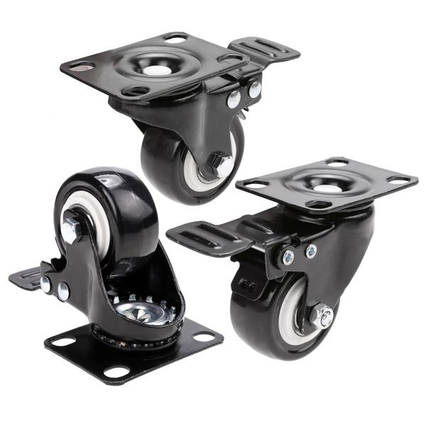 4Pc 360 Degrees Polyurethane Wheels Sturdy Swivel Caster Wheels for ...