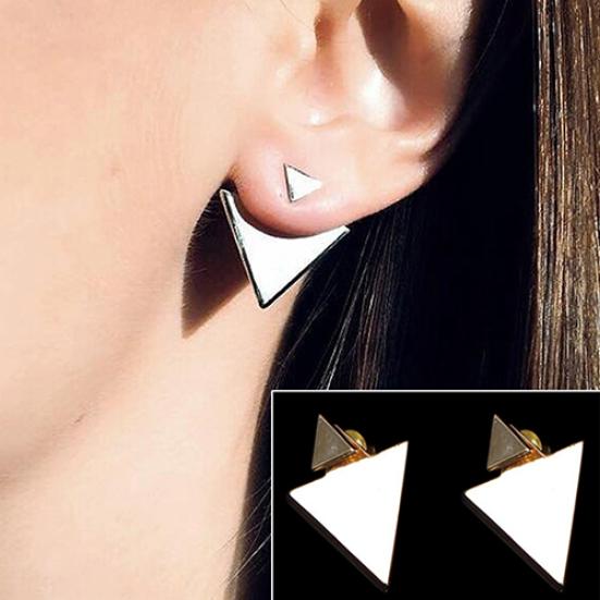 Lady's 1Pair Simple Asymmetric Triangle Earrings Ear Studs Jewelry ...