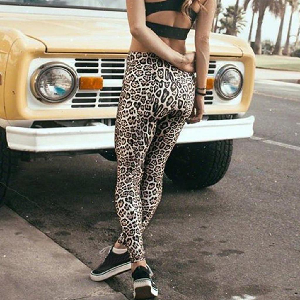 Women Leopard Print Casual Sports Yoga Workout Gym Fitness Exercise ...