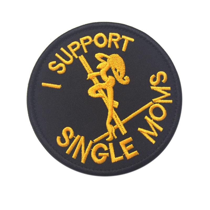I Support Single Moms Letter Embroidered Hook Loop Patches Tactical ...