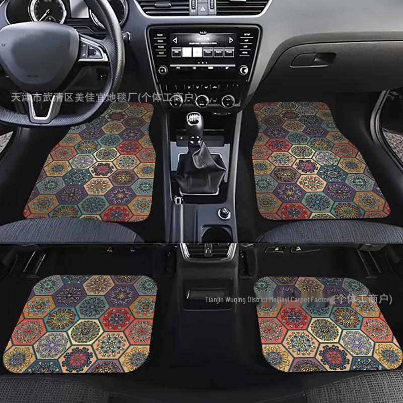 Комплект из четырех ковриков в ретро-богемском стиле для автомобиля ...