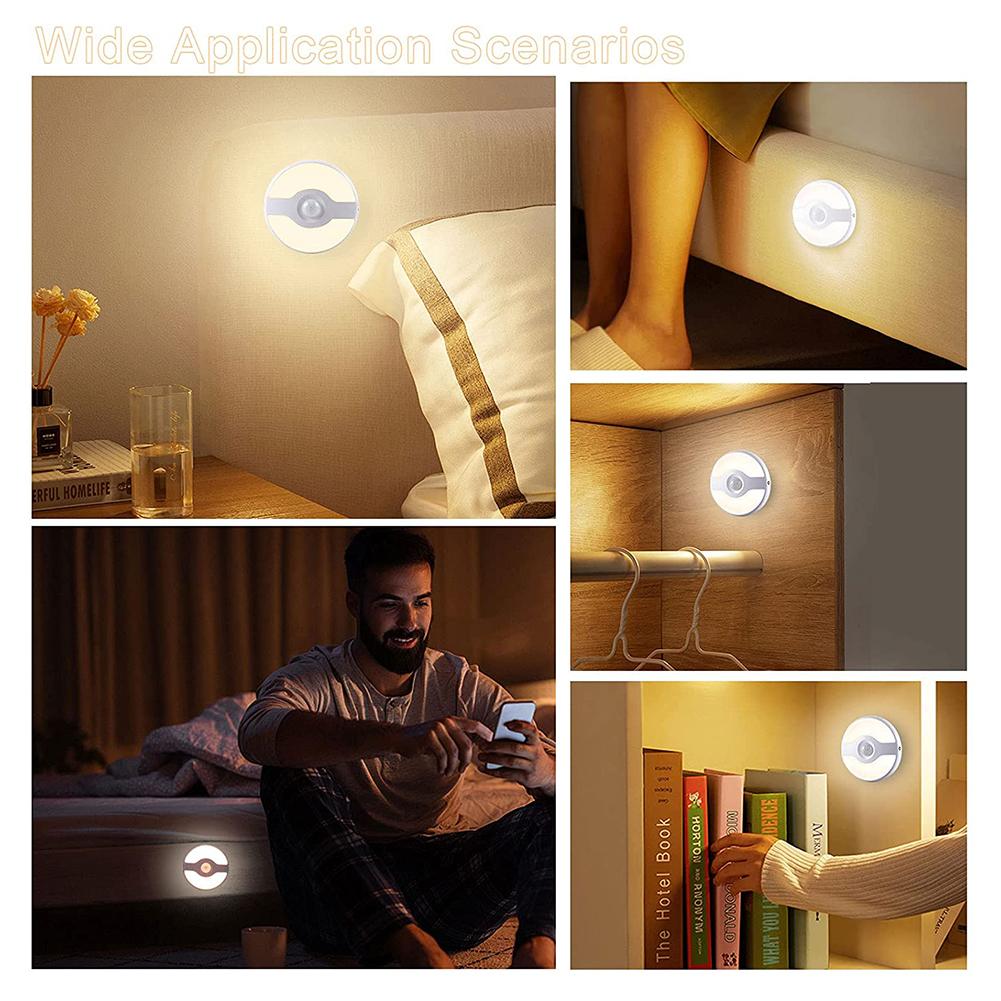 2pcs LED Induction Night Light Rechargeable Motion Sensor Lamp Closet ...