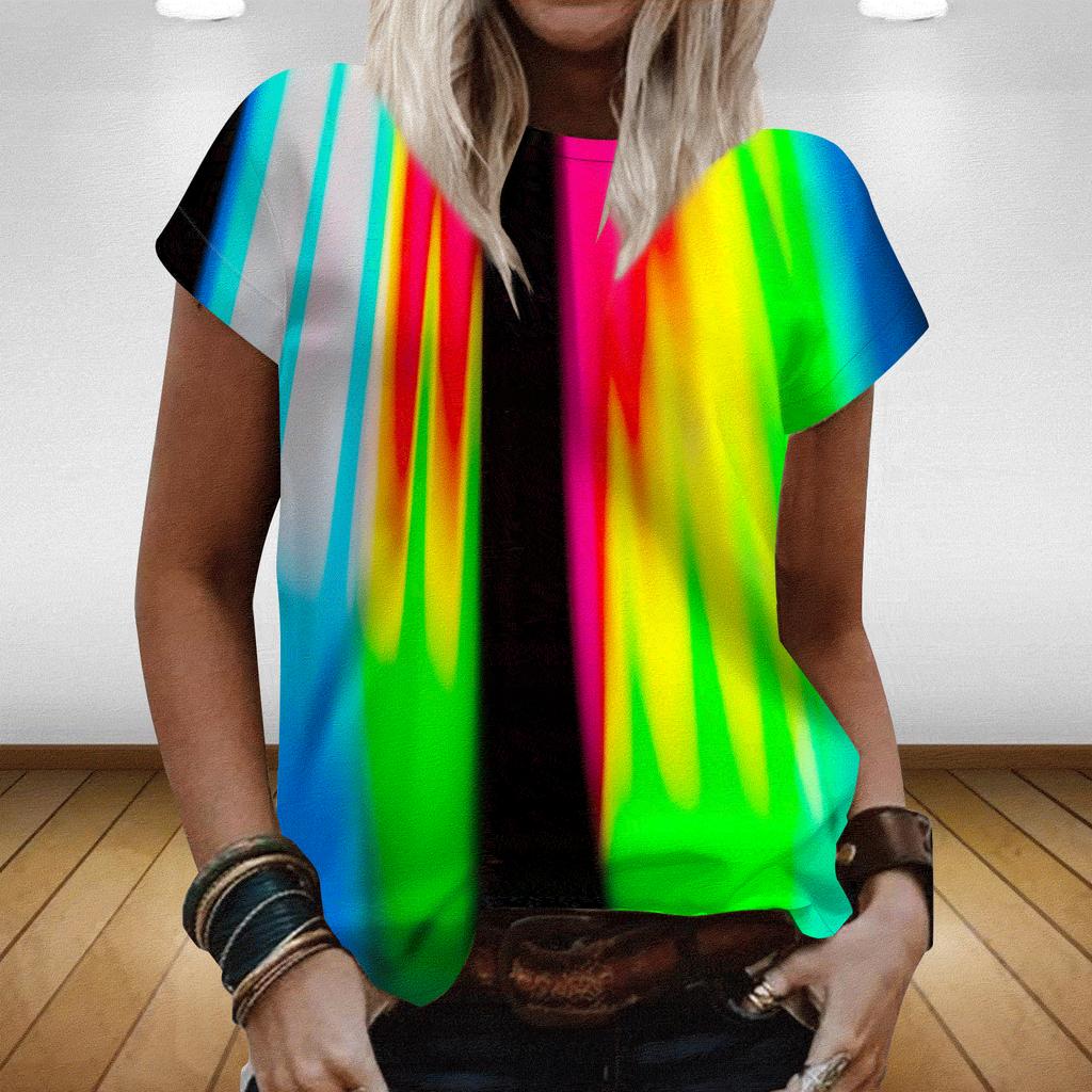 Satın alın T Shirt For Women 2022 Printed Gradient Rainbow Tee Shirts ...