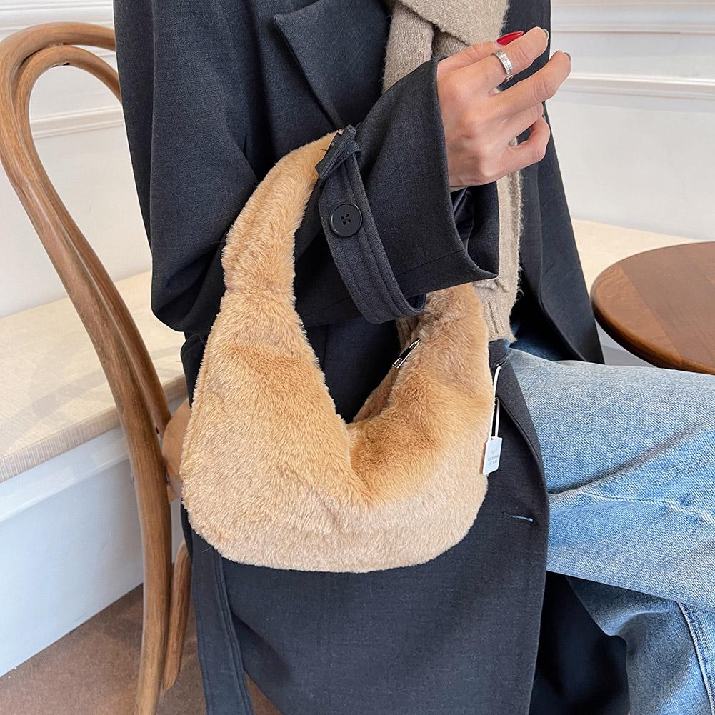 Cheap Fashion Women Pure Color Plush Small Shoulder Bags Fluffy ...