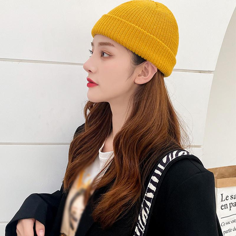 Buy Winter Couples Skull Cap Thicken Warm Beanie Hat Solid Color Soft ...