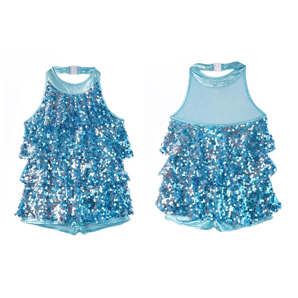 Cheap Dancewear for Kids Girls Halter Neck Sequins Jazz Dance Costume ...