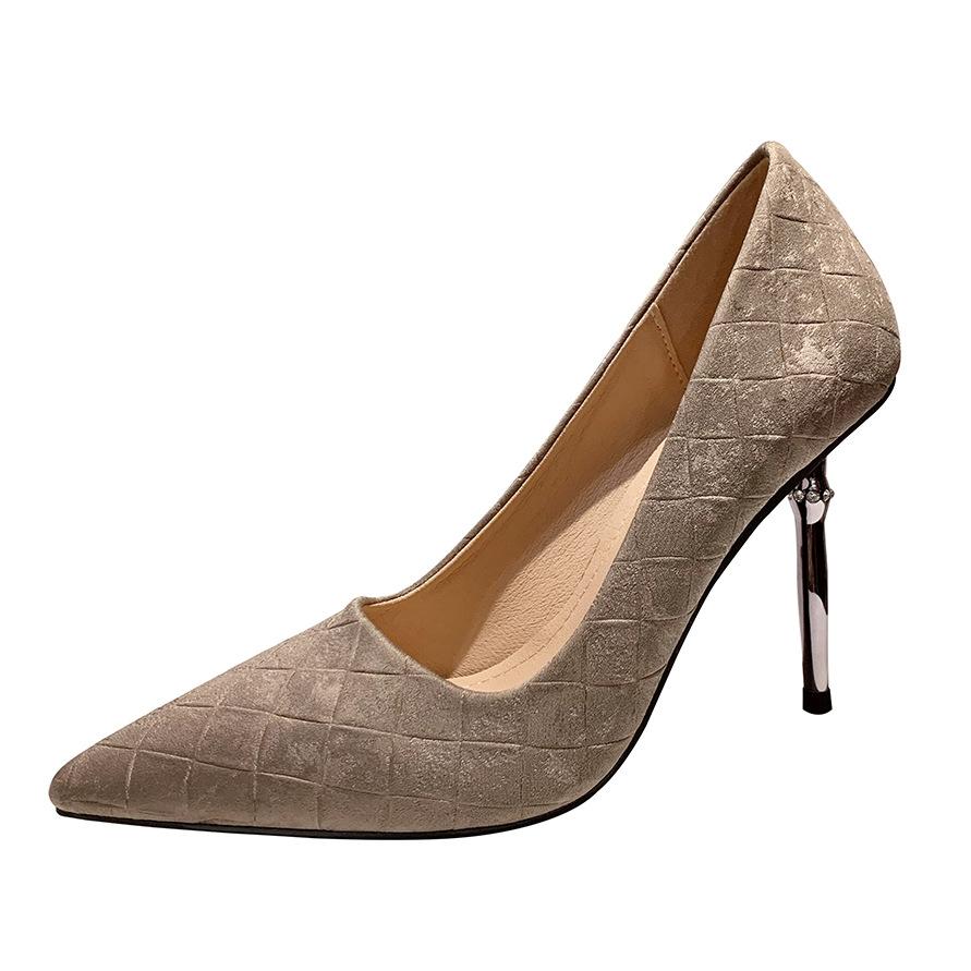 Buy No.55 European and American Thin Metal Rhinestone Thin Heel High ...