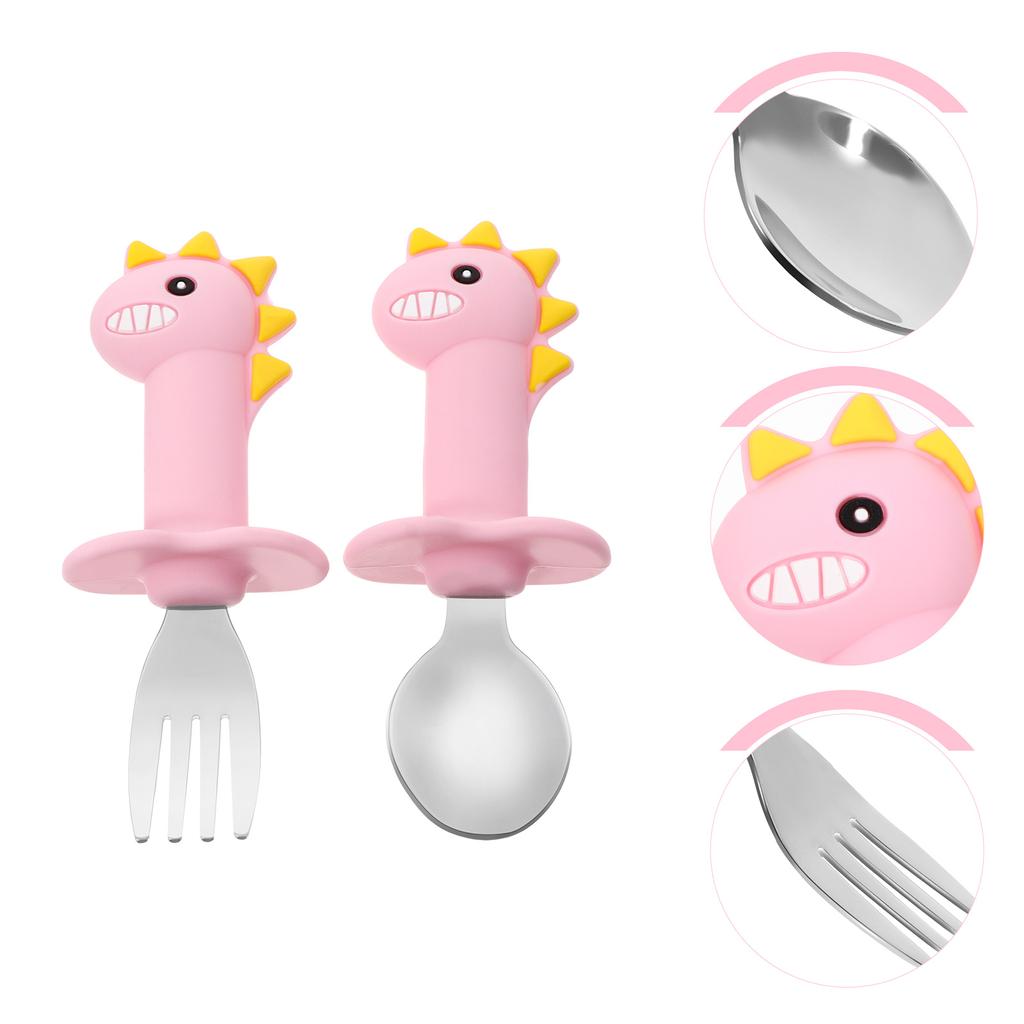 1 Set Training Tableware Chick Learning Spoon Fork Toddler Eating Tool ...
