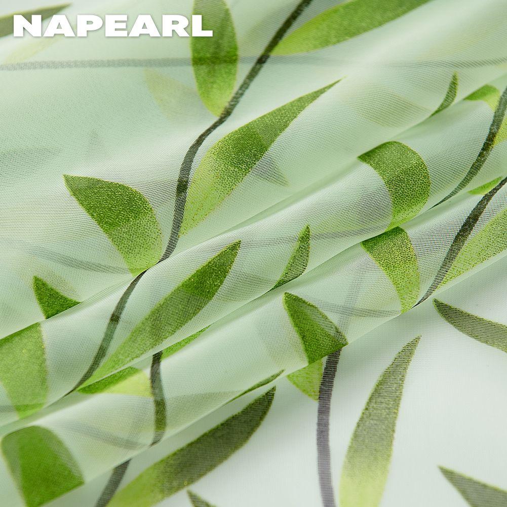 Cheap 1PC Green Transparent Window Screen Willow Leaf Printing Curtain ...