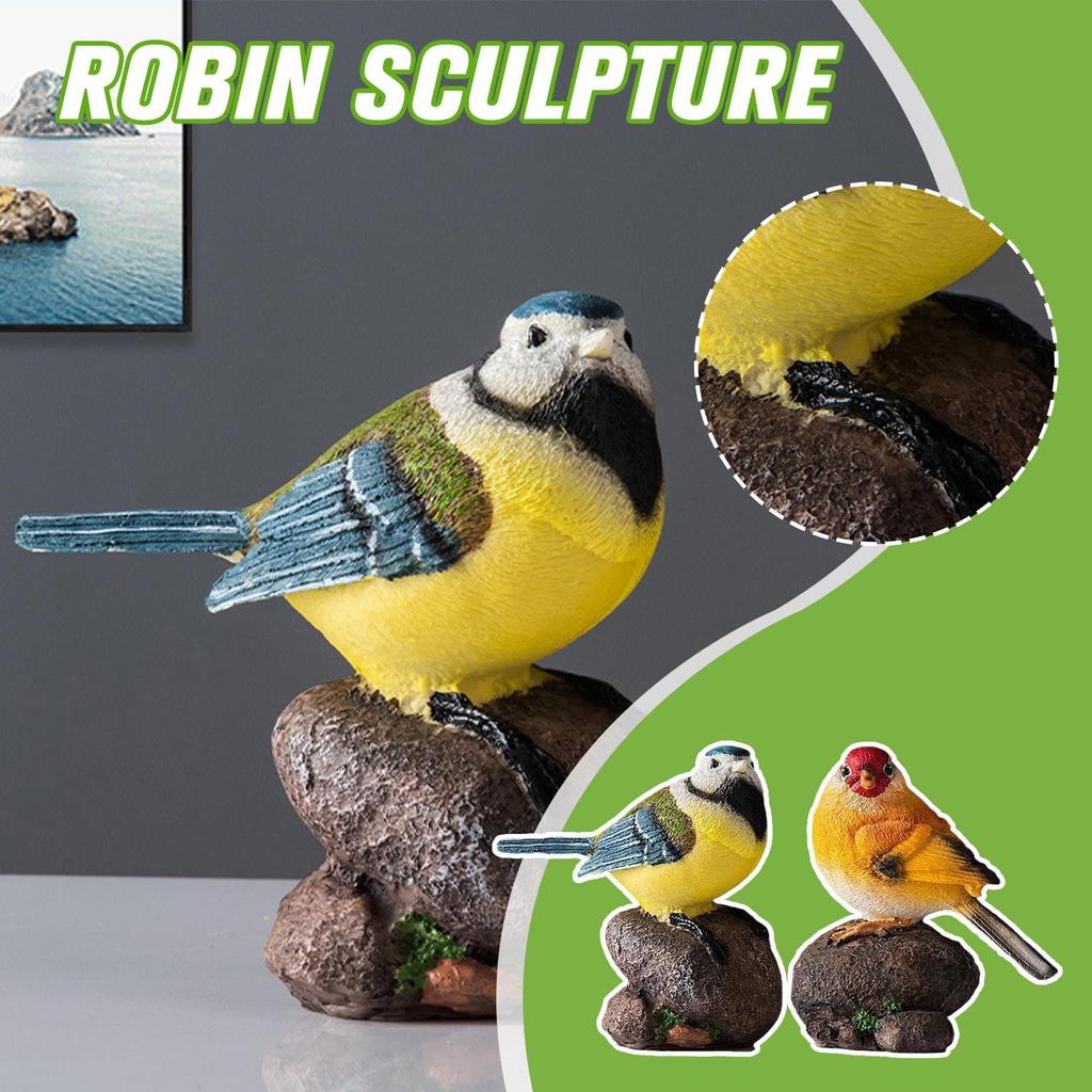 Buy Cute Robin Redbreast Garden Decoration Ornament Resin Sculpture ...
