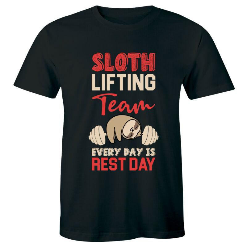 Cheap Sloth Lifting Team Every Day Is Rest Day Men Soft T-Shirt Retro Black Summer Clothing | Joom
