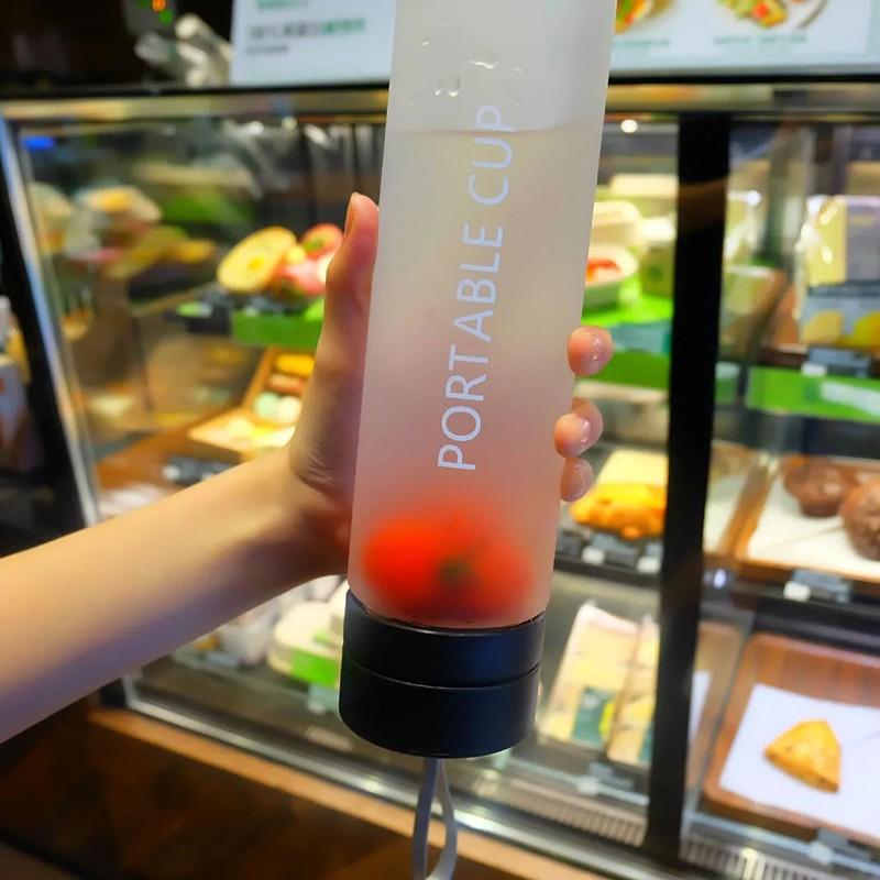 Buy 1Pc 600ml /800 Transparent Square Plastic Matte Water Cup Outdoor ...