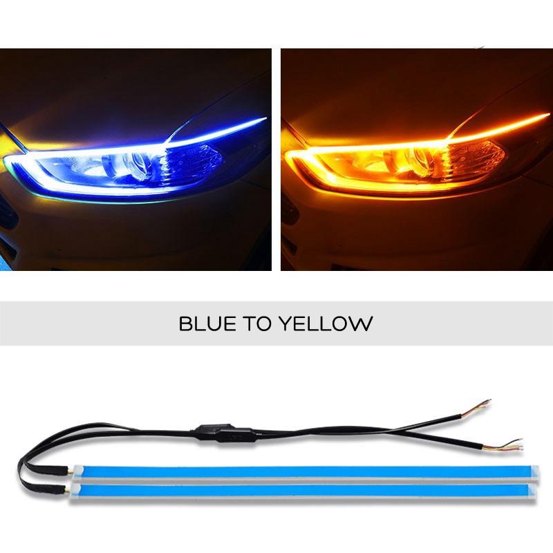 Buy Slim Amber Sequential Flexible LED DRL Strip Headlight Daytime ...