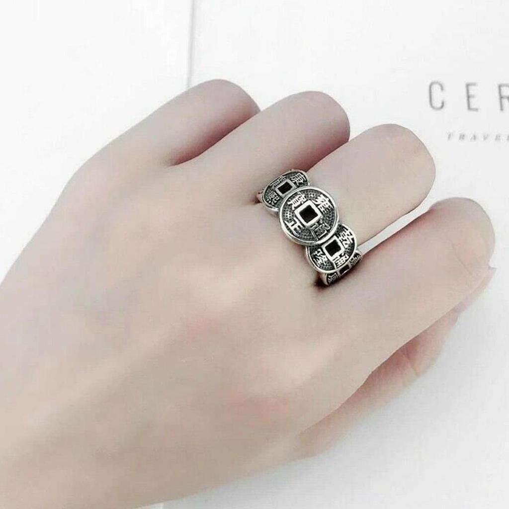 Cheap IDH Five Emperor Coin Auspicious Open Ring Women Men Adjustable ...